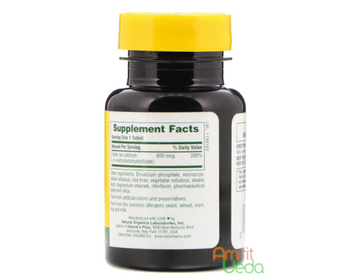 Folic acid 800 mcg Nature's Plus, 90 Tablets buy online at the best price in Europe!